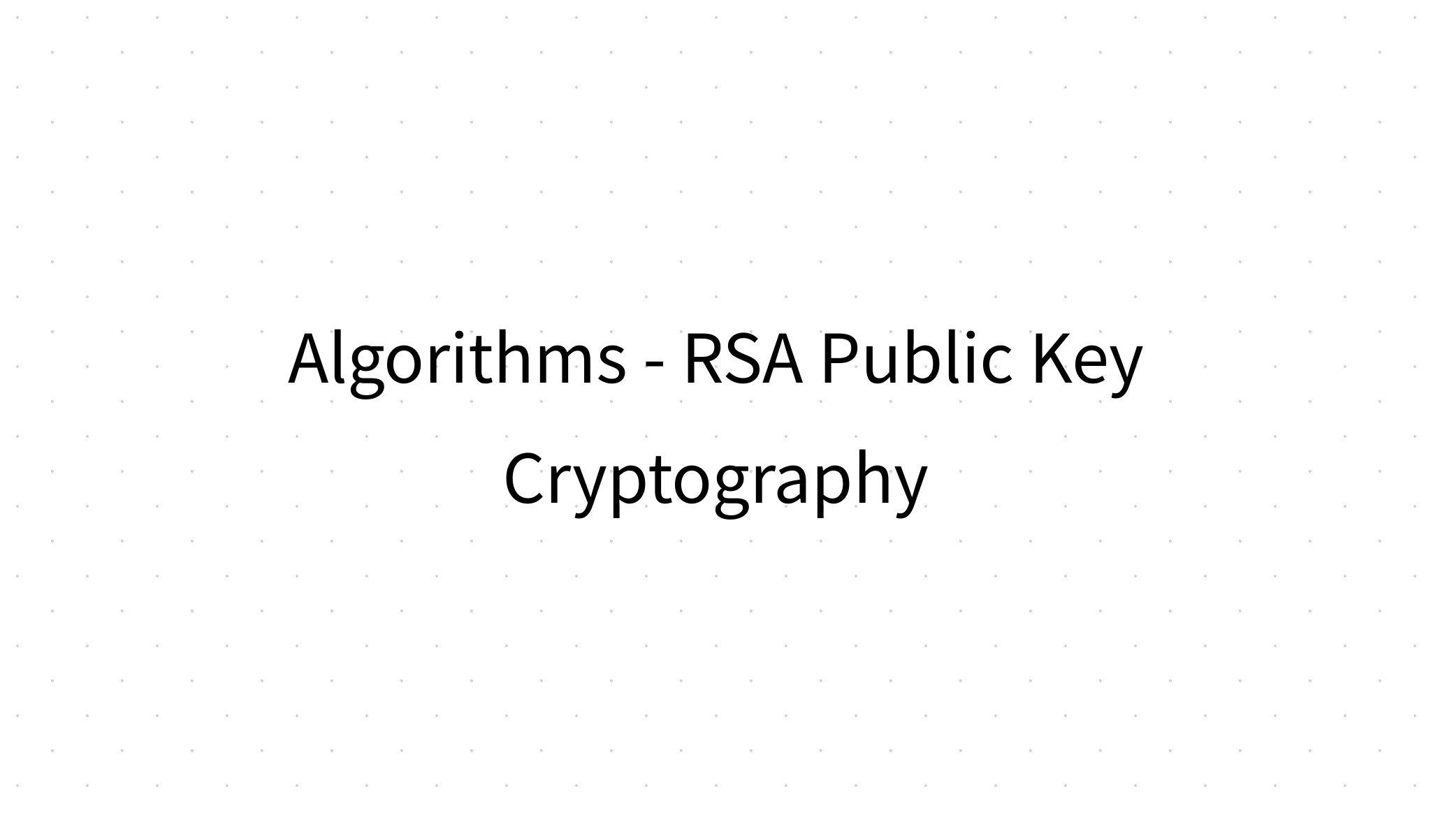 Algorithms - RSA Public Key Cryptography